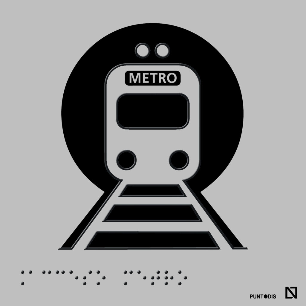 Placa acceso metro en braille y altorrelieve - Puntodis